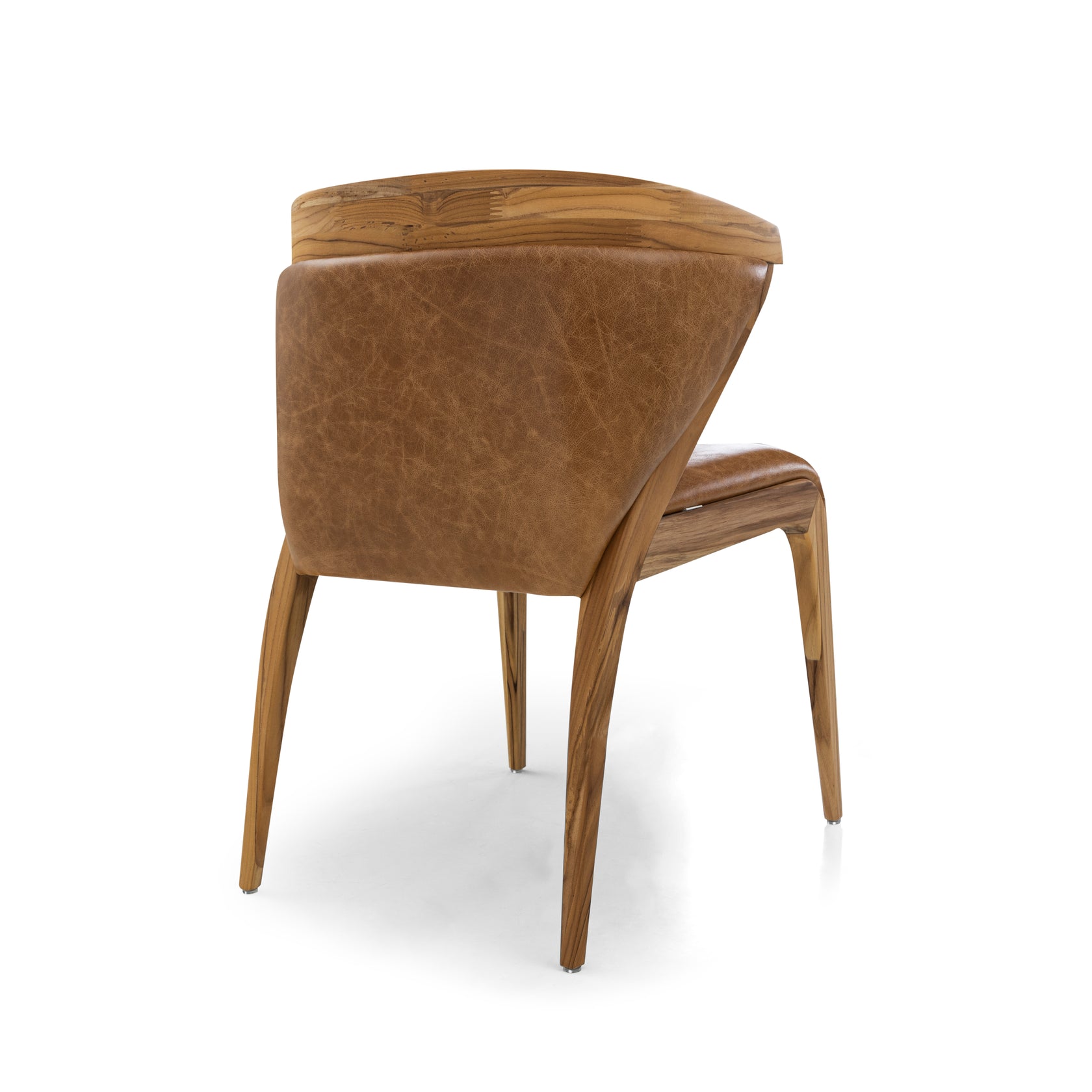 MAT Upholstered Dining Chair in Teak and Caramel leather – Uultis Design
