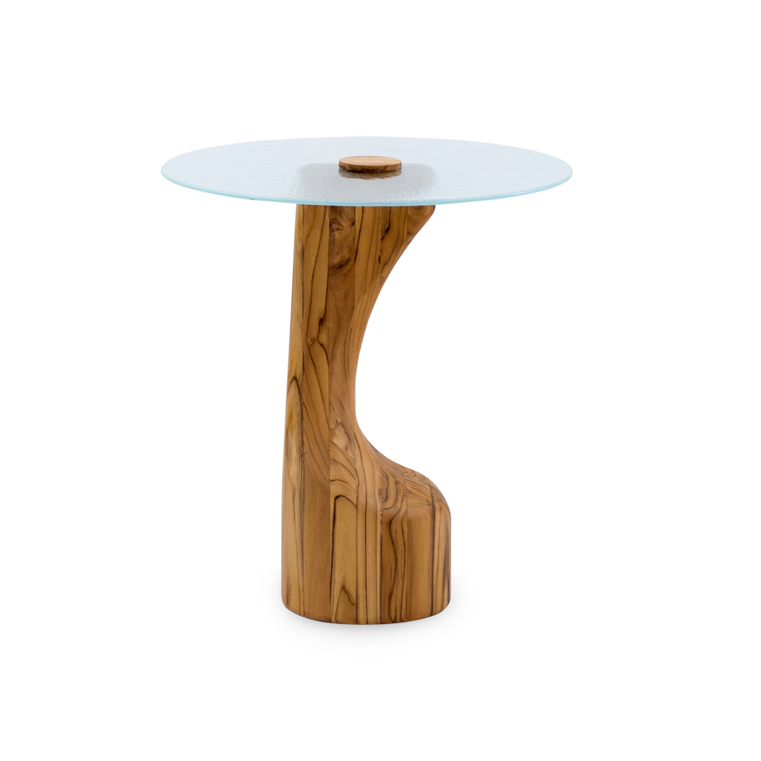 NORONHA Side Table 22" Teak and Transparent Glass – Uultis Contemporary ...